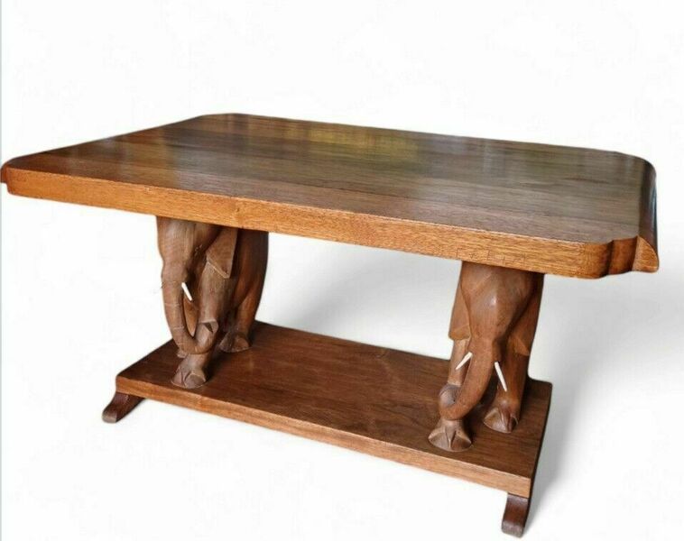 A Fine Deco Mahogany Elephant Side Coffee Table 30s 40s | Vinterior