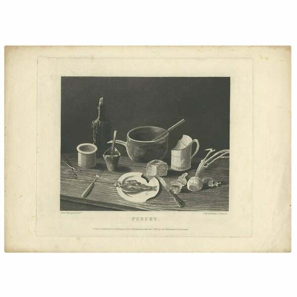Antique Print Of 'Penury' Made After P. Pasquin, 1796 | Vinterior