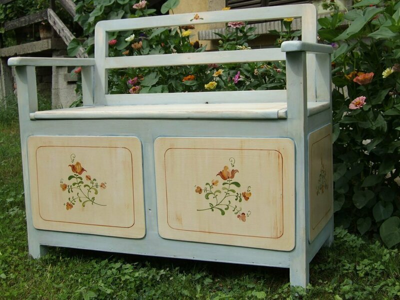 Hand Painted Storage Bench, 1930s | Vinterior