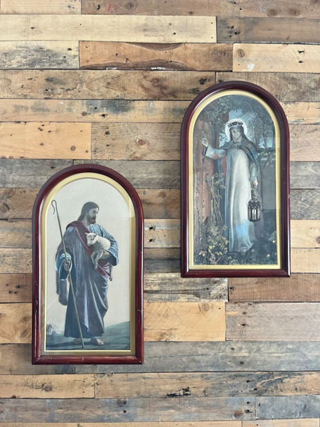 2 Framed Antique Pre Raphaelite Jesus Religious Ecclesiasrical Prints ...