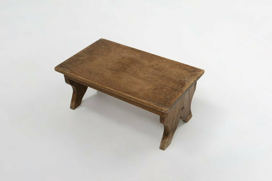 Small Rustic Wooden Stool With Curved Base, France, 1900s | Vinterior