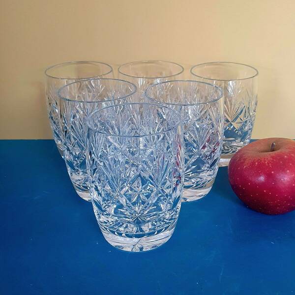 A Vintage Set Of 6 Cut Crystal 6 Fl Oz Tumblers In Webb Corbett Pattern ...