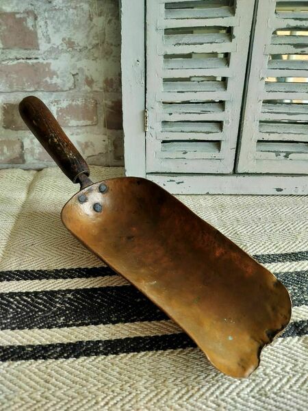 Antique French Copper Scoop With Wooden Handle | Vinterior