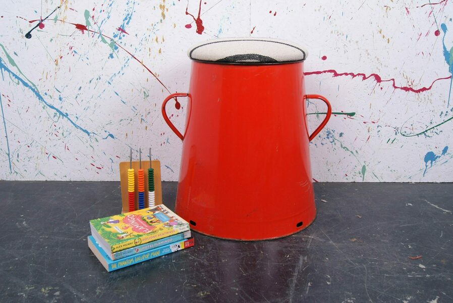 Large Red Maggie With Limited Edition Charcoal Striped Top | Vinterior