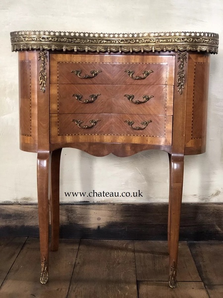 Louis XV Style Kingswood Gold Grey Marble Boulle French Kidney Bean ...