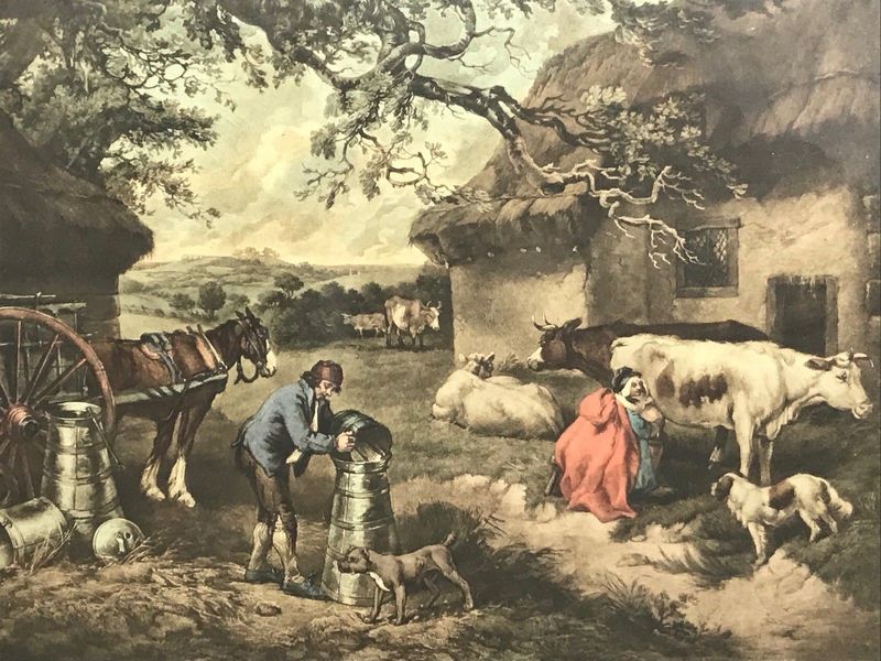 Victorian 19th Century Antique Framed Print The Dairy Farm After George ...