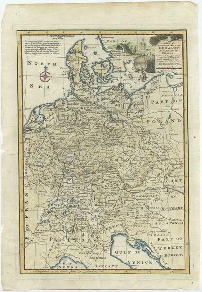 Antique Map Of Germany During The Mid 18th Century, Published In 1747 ...