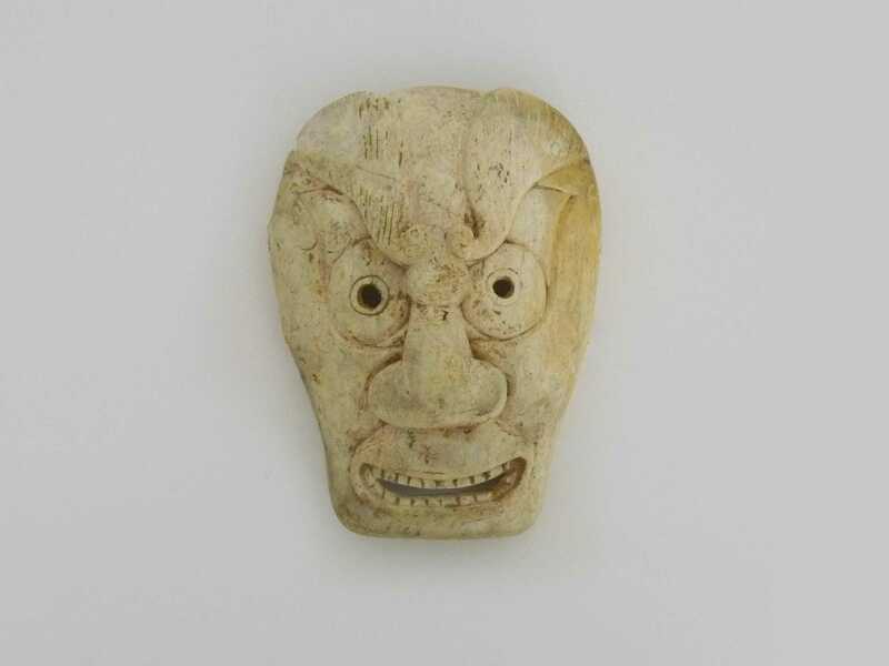 Netsuke Old Large Bone Mask Japan Grimacing Character. 19th Century ...