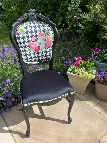 Floral Bespoke Statement Luxury Velvet Chair, Accent Side French Style ...