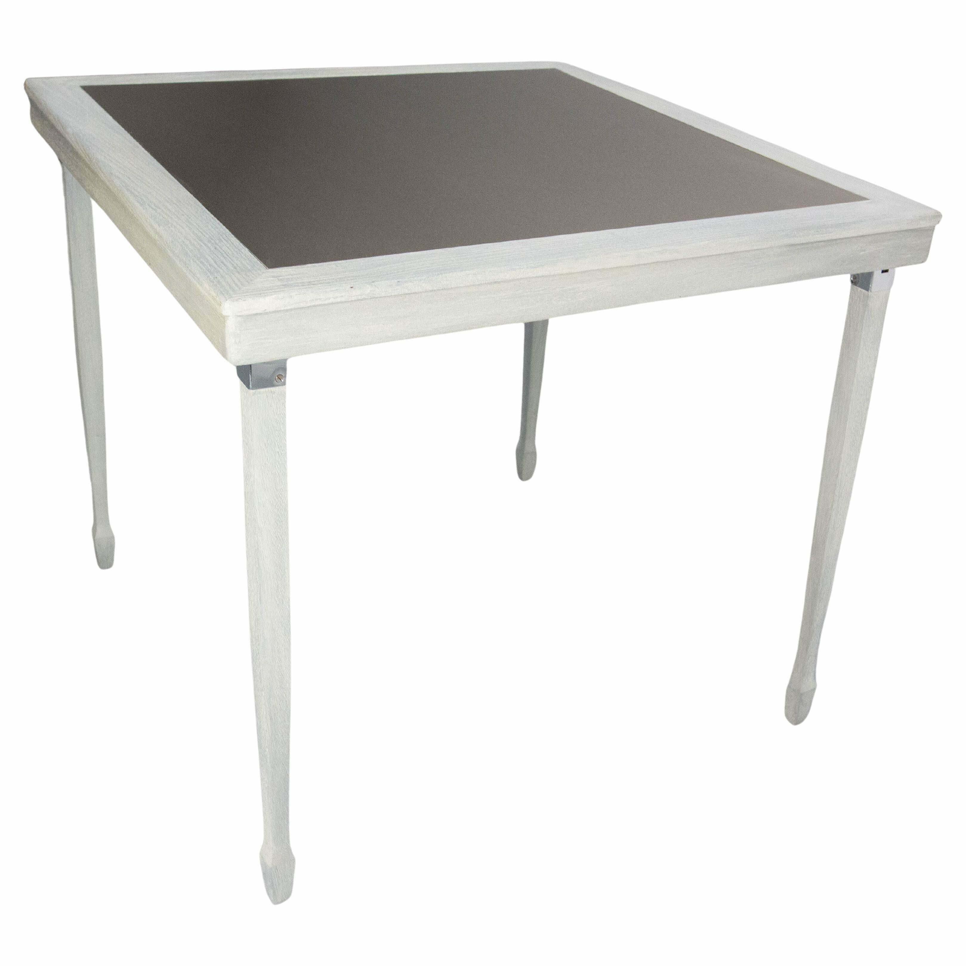 French Balcony Terrace Or Interior Foldable Table Alumium & Wood, Circa ...