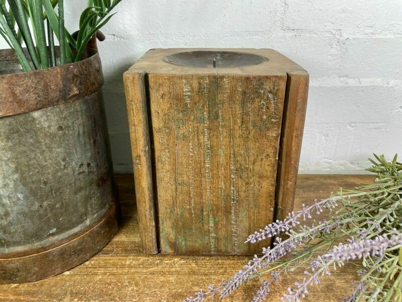 Vintage Reclaimed Hand Carved Indian Wooden Pillar Base Candle Holder ...