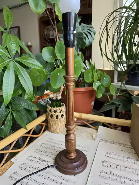 Vintage Turned Wood Tall Candlestick Table Lamp Rustic Cottagecore ...