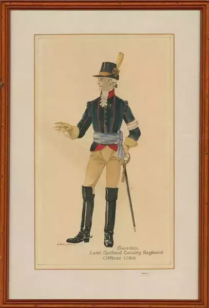 Military Uniform Studies Early 20th Century Watercolour Swedish Officer ...