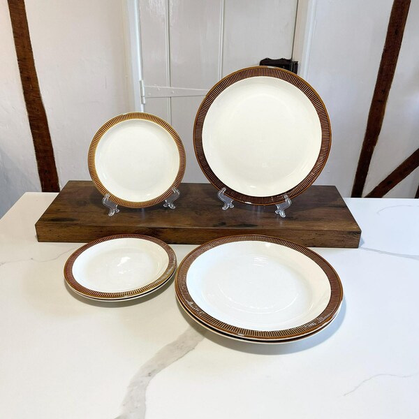 Poole Pottery Chestnut Dinner Plates And Side Plates X 3 Mcm 1960s 7 ...