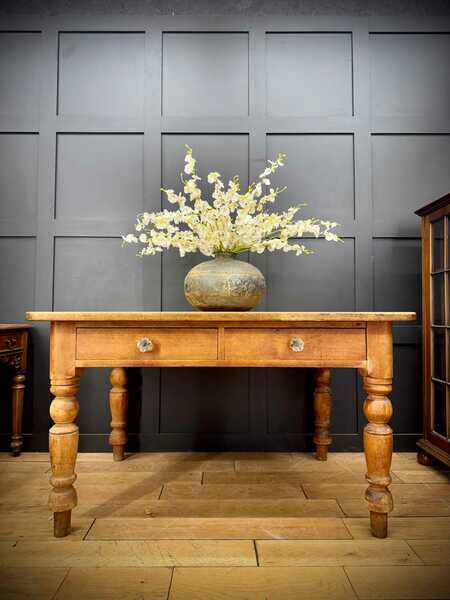 Antique Pine Dining Table / Victorian Kitchen Work Table / Rustic Farmhouse Desk / Kitchen ...