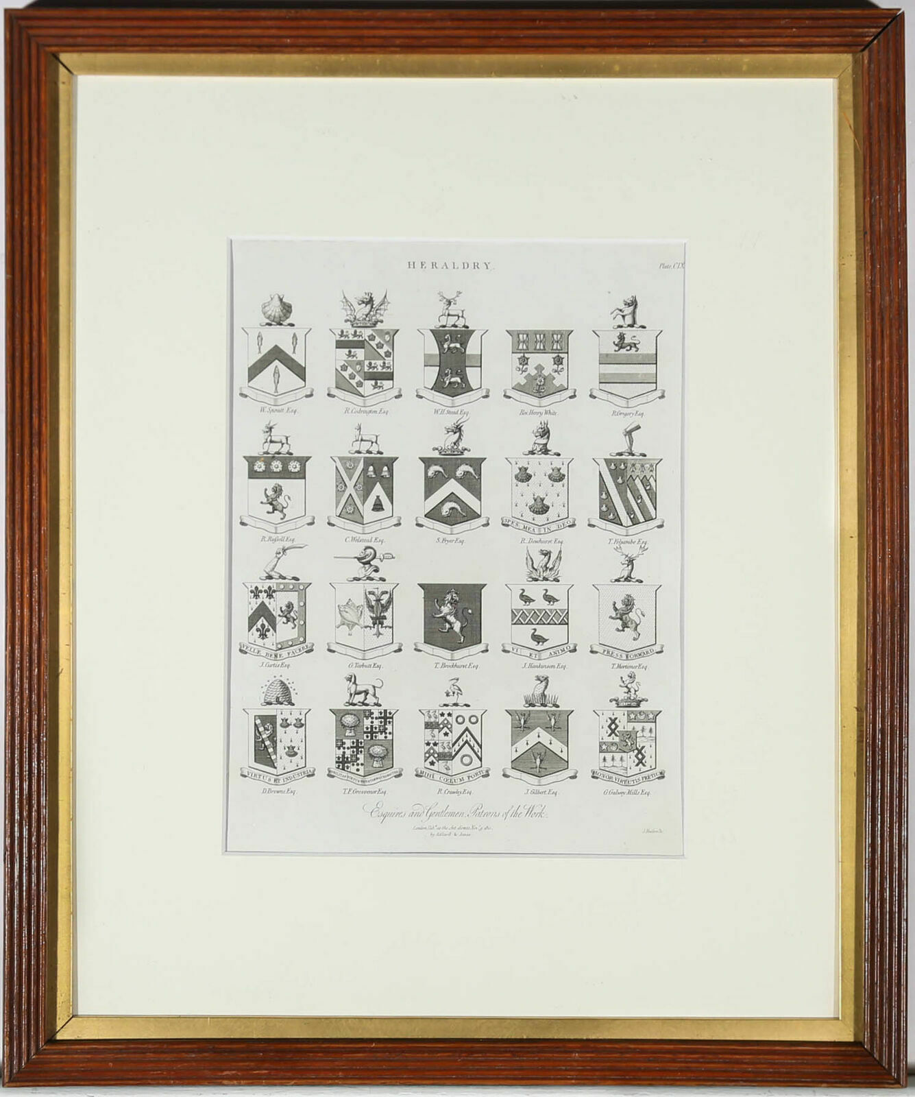 Heraldic Crests 1811 Engraving Esquires And Gentlemen, Patrons Of The ...