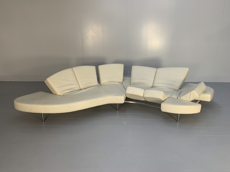 Edra “Flap Flp010 Dx” Sofa – In White Leather | Vinterior