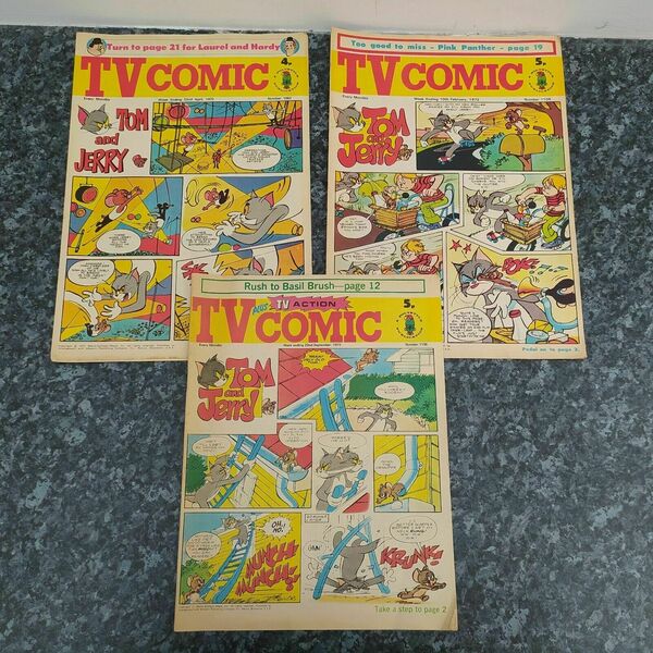 Tv Comic Tom & Jerry Bundle Of 3 22nd April 1972 10th Feb 1973 22nd ...