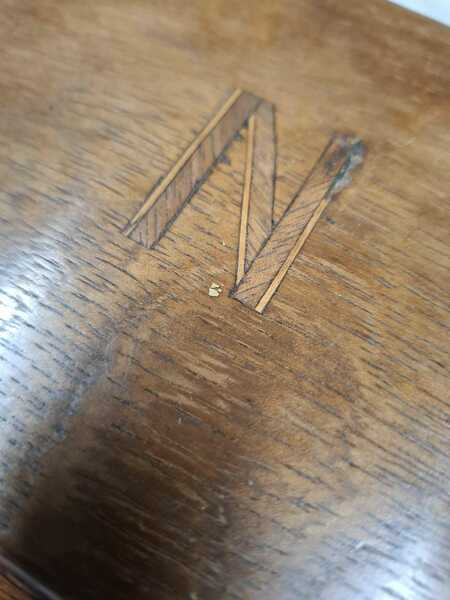 Antique Wood Inlay Decoration Letter N Box | Vinterior