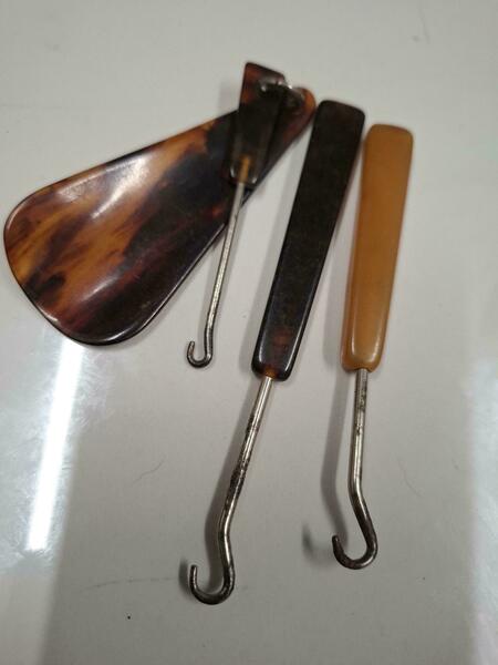 Vintage 3 X Plastic Handle Button Hooks 1920s | Vinterior