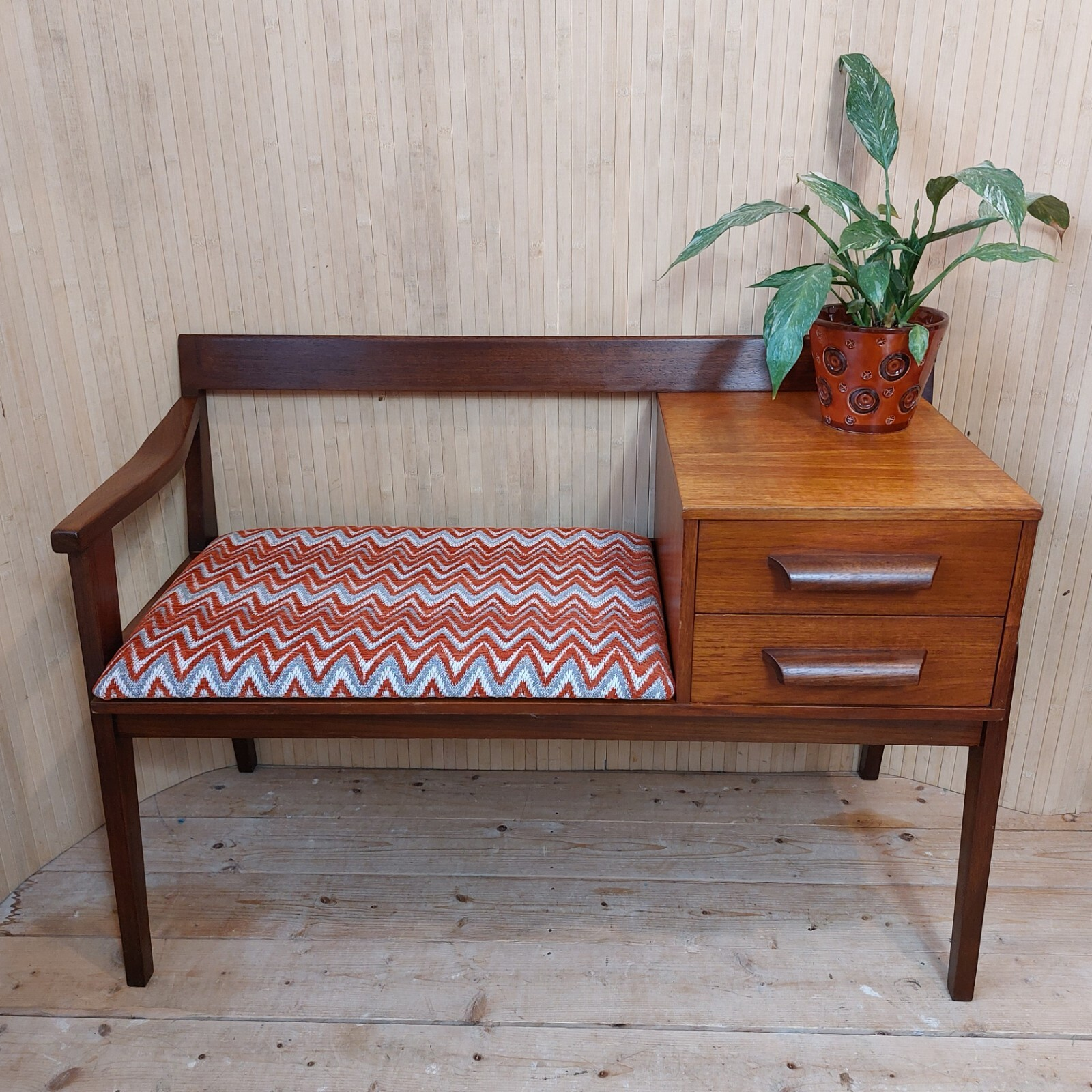Fab Vintage Retro Chippy Heath Mid Century Teak Telephone Seat Hall Table Orange Chippy Heath Vinterior