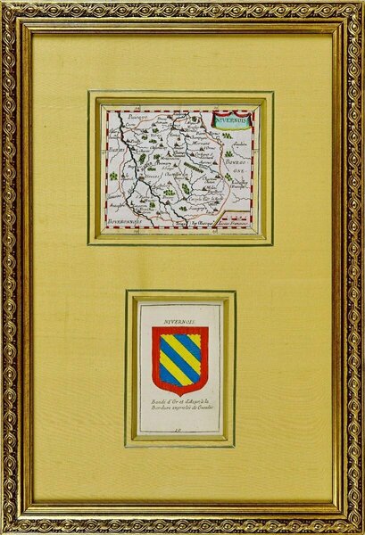 Rare Engraving Map Of Nivernais With Its Coat Of Arms (Nivernais ...