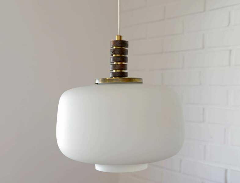 Vintage Hanging Lamp / Mcm Light Fixture / Milk White Glass / Pendant ...