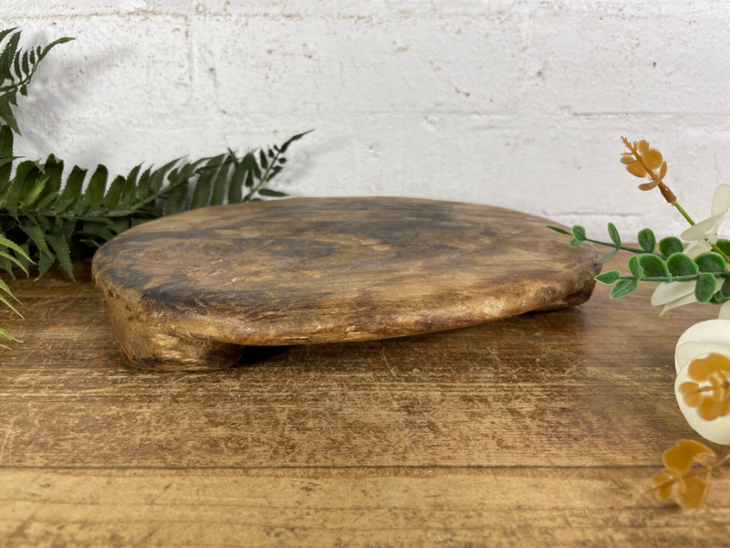 Vintage Rustic Indian Carved Wooden Bread Chapati Chopping Board Stand ...