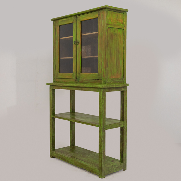 Green Indian Display Cabinet With Open Shelving S 55 | Vinterior