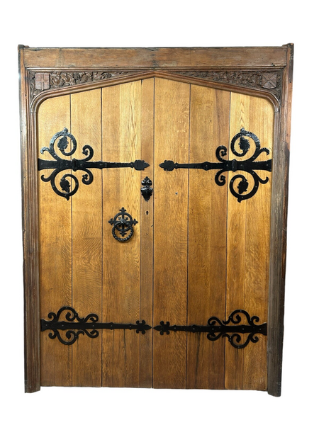 Large Oak Front Doors Frame Reclaimed Period Double Period Manor Carved ...