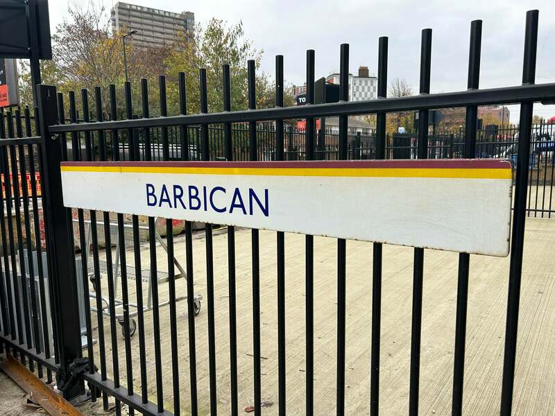 1960s Vintage Enamel London Underground 'Barbican' Sign | Vinterior