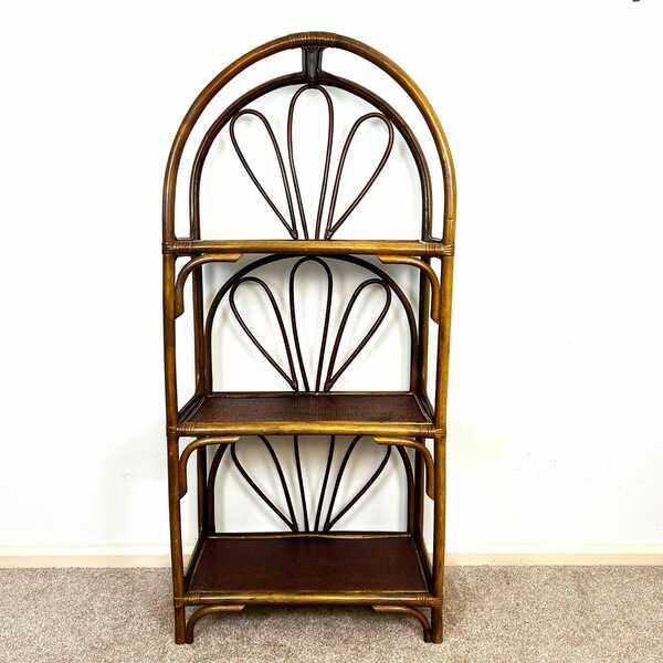 Vintage Tiki Boho Bamboo Shelving Unit, Cane Bookcase | Vinterior
