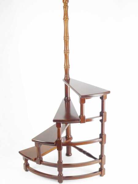 Vintage Wooden Library Stairs, Large Mid Century Spiral Bookcase Ladder ...