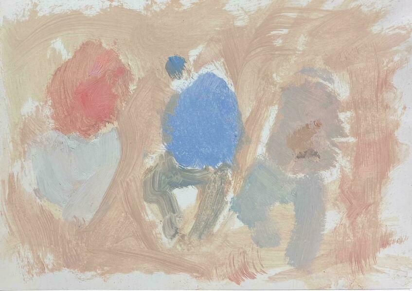 Elisabeth Hahn20th Century German Modernist Oil Painting Three Figures ...