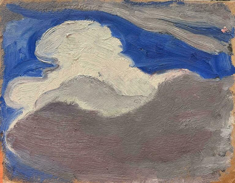 Elisabeth Hahn20th Century German Modernist Oil Painting Grey Clouds In ...
