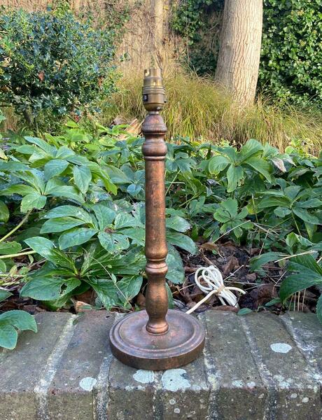 Retro Wooden Metallic Effect Painted Candlestick Lamp Base 42cm Tall ...