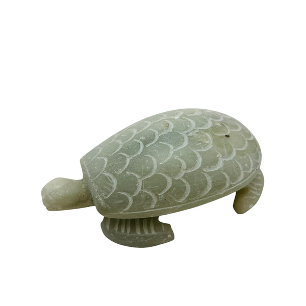 Turtle Hand Carved Stone Grey Marble Reptile Good Luck Wealth Feng Shui ...