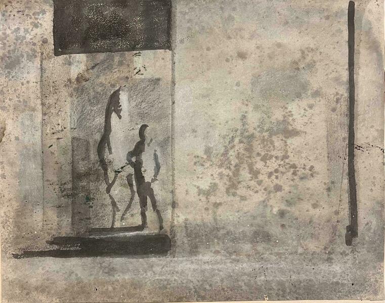 Robert Ladouoriginal French Abstract Study Of A Horse And Figure In A ...