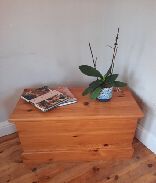 Vintage Pine Trunk Chest Coffee Table Blanket Box Storage | Vinterior