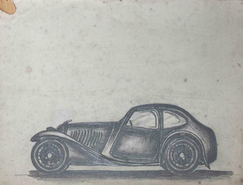 K.B. Whitebugatti Type 57c Atalante Concept Pencil Drawingearly 20th ...