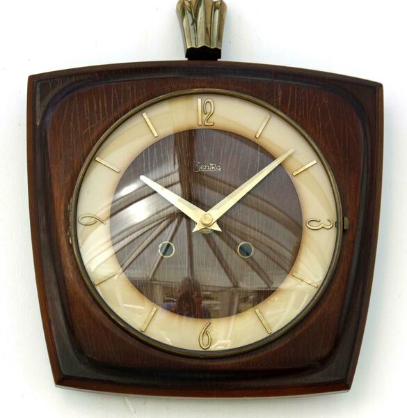 Vintage Wooden Wall Clock 23cm Zentra German Mid Century Style Retro ...
