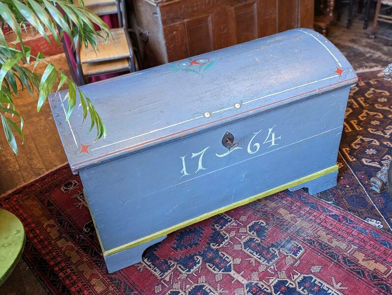 Large Antique Painted Swedish Pine Mule Chest / Blanket Box / Kist ...