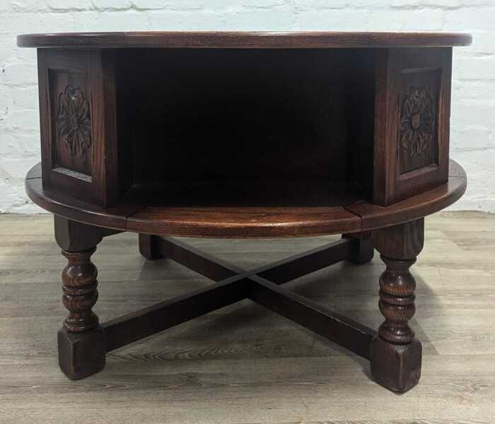 Old Charm Oak Revolving Bookcase Coffee Table | Vinterior