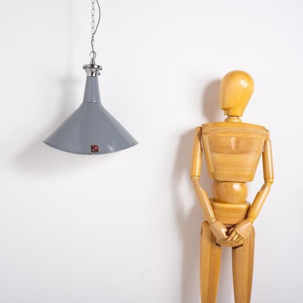 Reclaimed Extra Large Grey Enamel Vertical Elliptical Industrial Light ...