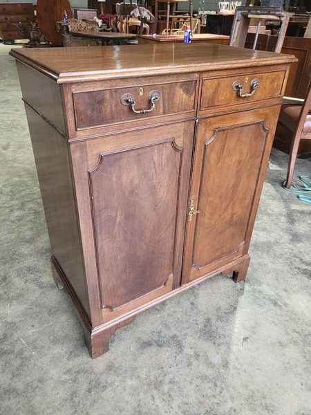 Antique Repro Mahogany Tall 2 Door Record Storage Filing Cabinet ...