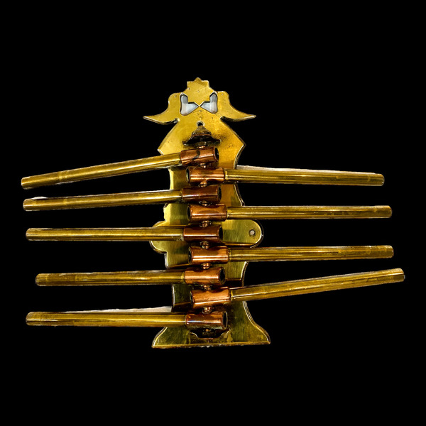 Bronze And Brass Towel Rack Decorated With Doves 19th Century | Vinterior