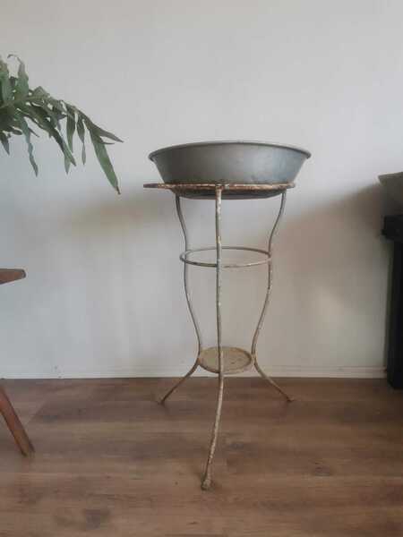 Antique Wash Stand Metal Painted Farmhouse Type Vintage Primitive ...