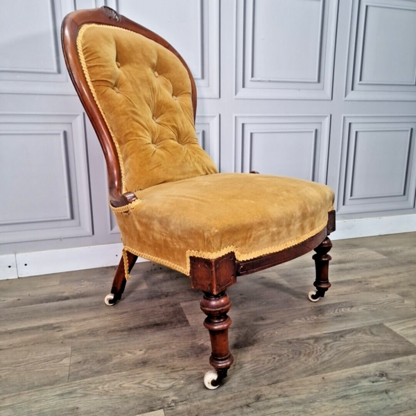 Antique Victorian Button Spoon Back Chair Fireside Carved Nursing Seat ...