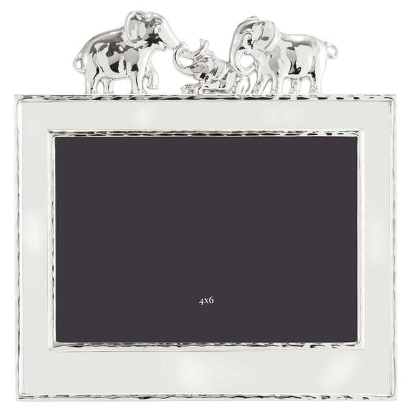 Elephant Photo Frame In Silver Metal And Enamel, Small Size Model ...