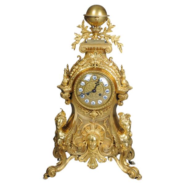 Royal Fire Gilded Mantel Clock/Pendule Napoleon III, 1870, Paris ...